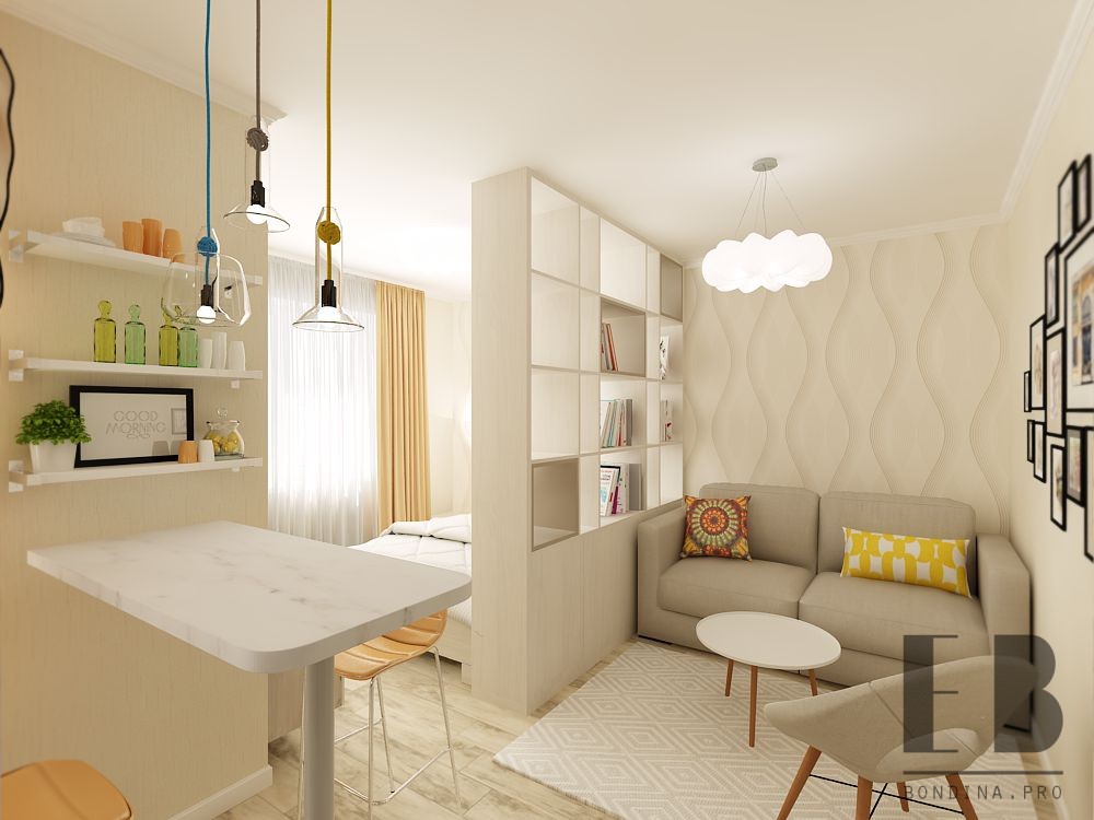 Small studio apartment interior design | Elena Bondina Small studio apartment interior design | Elena Bondina